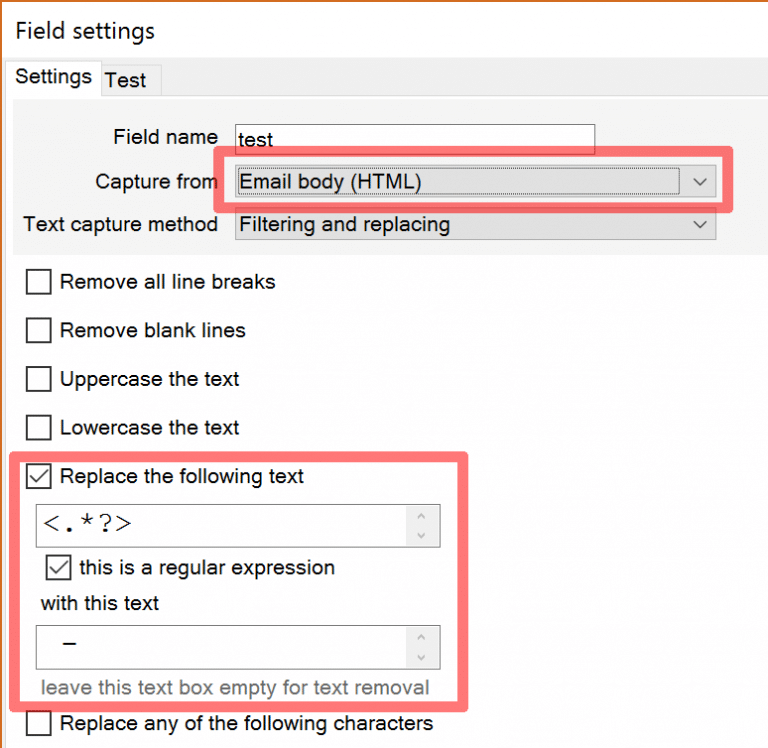 Removing tags from HTML prior to parsing - Parsing email software