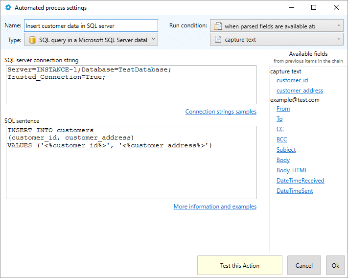 Running a SQL statement in a Microsoft SQL server database - Email ...