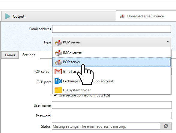 How to set up POP as an email source - Email Parser software