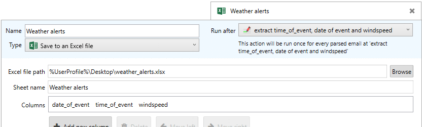 Filter incoming emails, parse data and write to Excel file - Email Parser software